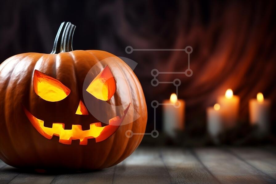 Calabaza de Halloween brillante con velas fotos de archivo | Creative ...