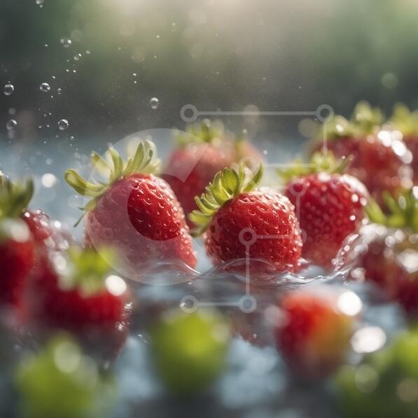 Fresh Strawberries Floating in a Pool of Water stock photo | Creative ...