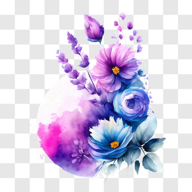 Download Watercolor Flowers in Octagon Shape PNGs Online - Creative Fabrica