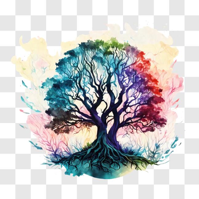 Download Colorful Tree of Life - Abstract Art PNGs Online - Creative ...