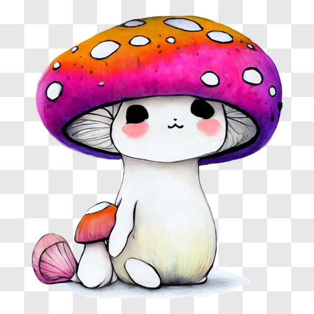 Download Cute Mushroom-Shaped Creature Sitting on a Mushroom PNGs ...