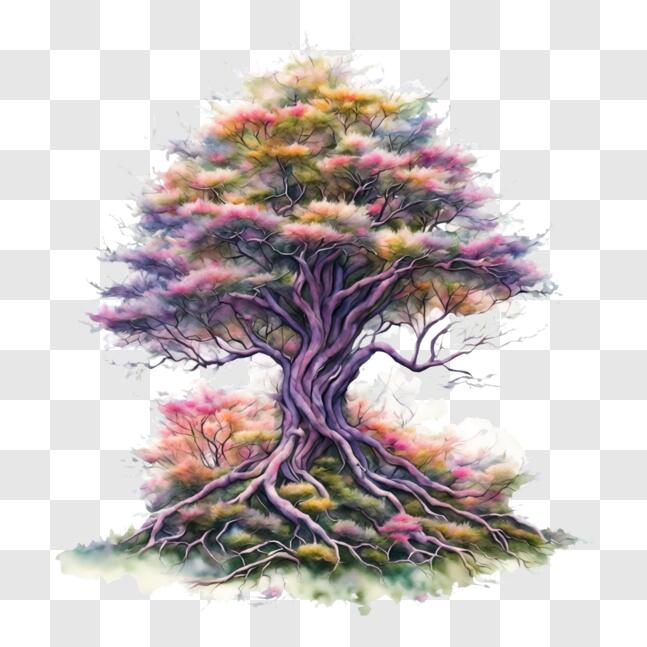 Download Colorful Octopus Tree with Vibrant Roots and Leaves PNGs ...