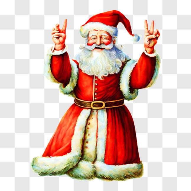 Download Santa Claus in a red suit making peace signs PNGs Online ...