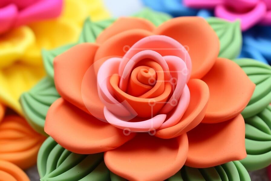 Colorful Polymer Clay Rose on White Background stock photo | Creative ...
