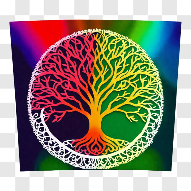 Download Colorful Tree of Life in Upside-Down Triangle Shape PNGs ...