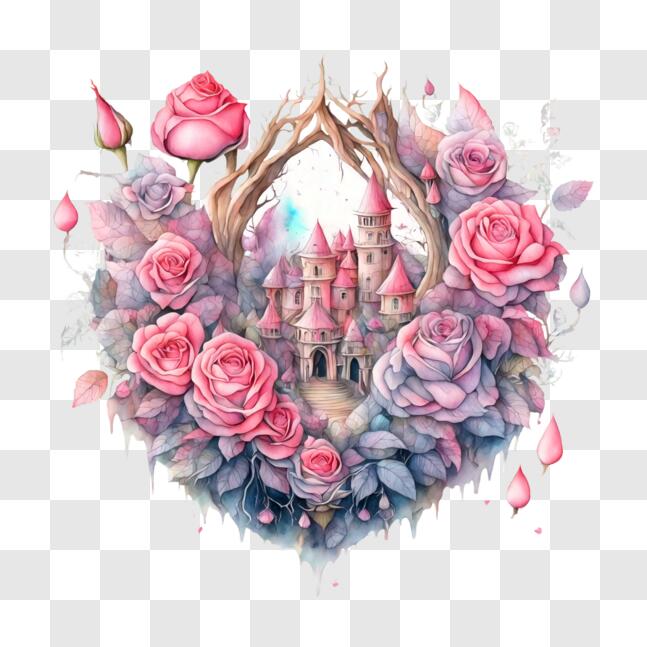 Download Heart-shaped Castle of Pink Roses and Flowers PNGs Online ...