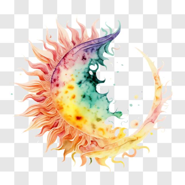 Descarga Ilustración de Sol Abstracto con Colorido Diseño Giratorio ...