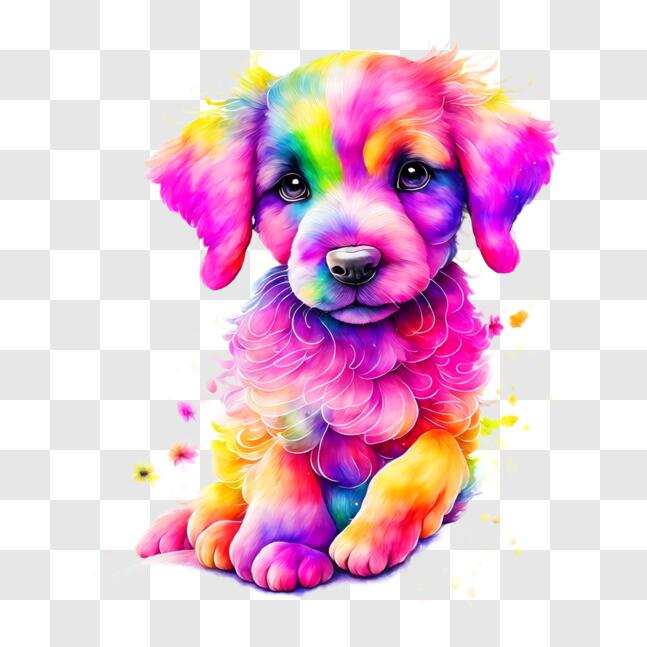 Download Colorful Puppy Sitting on Black Background PNGs Online ...