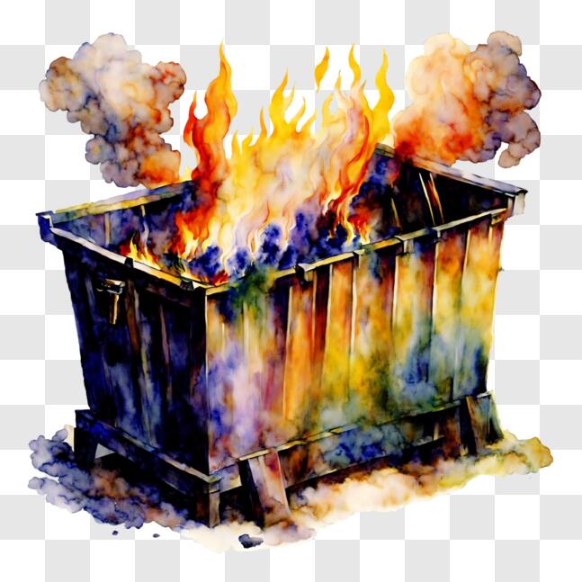 Download Burning Trash Can with Flames and Smoke PNGs Online - Creative ...