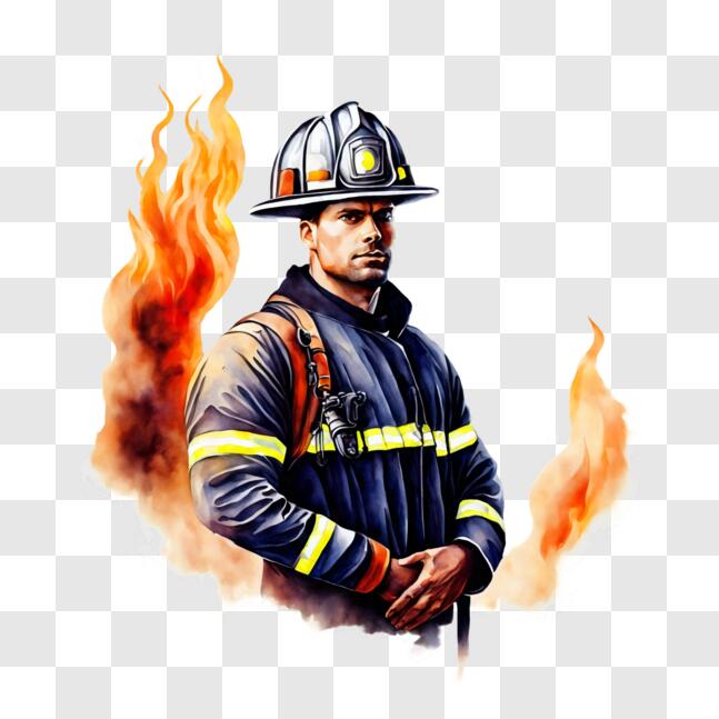 Download Firefighter standing in front of flames PNGs Online - Creative ...