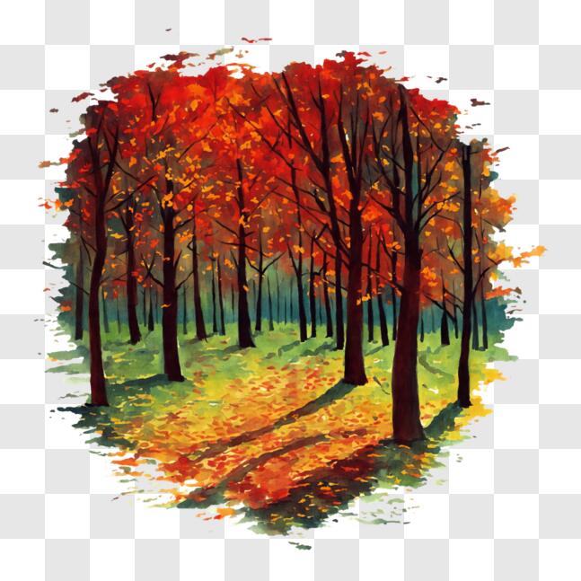 Download Heart-Shaped Forest with Colorful Autumn Trees PNGs Online ...