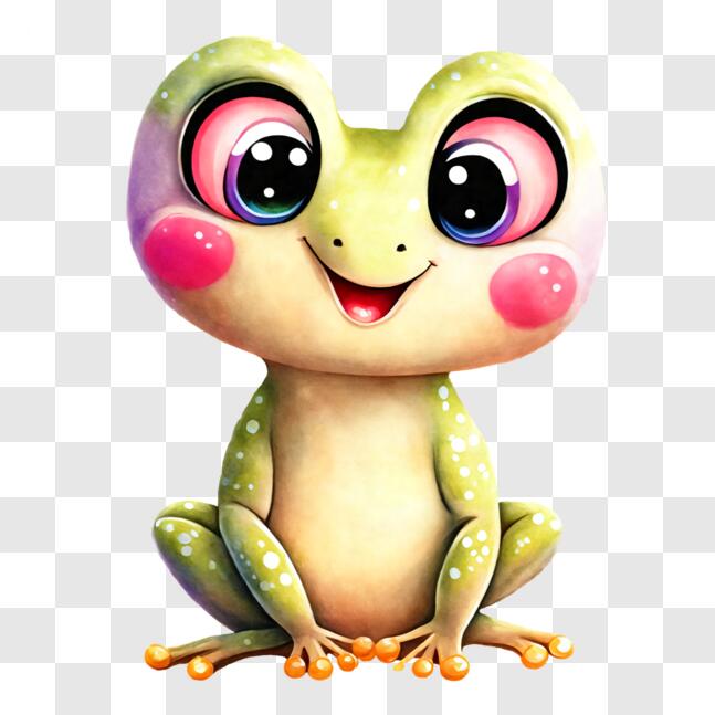 Download Cute Cartoon Frog with Big Eyes and Pink Cheeks PNGs Online ...