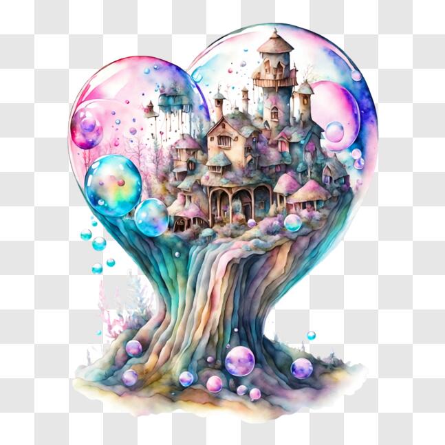 Download Fantasy and Reality - Heart-shaped Castle Art Illustration ...