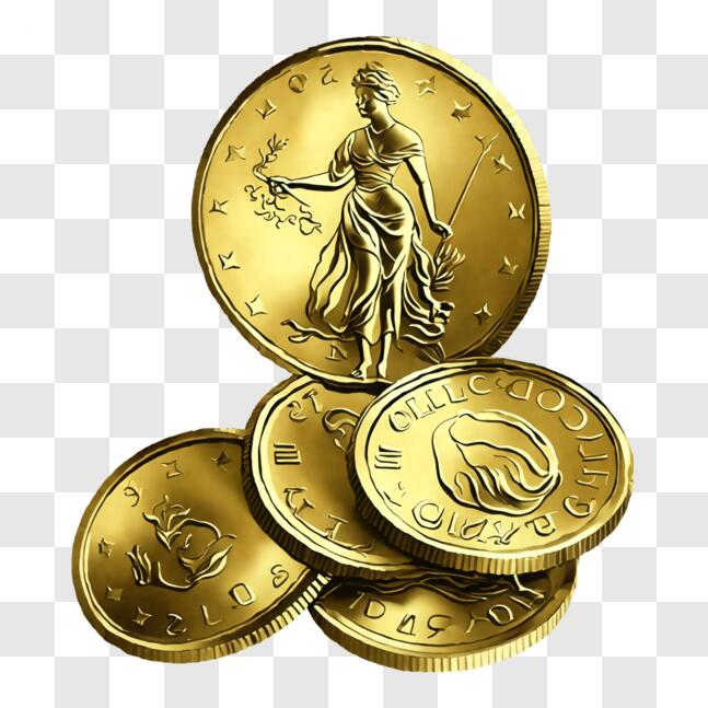 Download Stack of Gold Coins with Liberty Figure PNGs Online - Creative ...