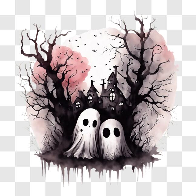 Download Spooky Ghosts in a Haunted House PNGs Online - Creative Fabrica
