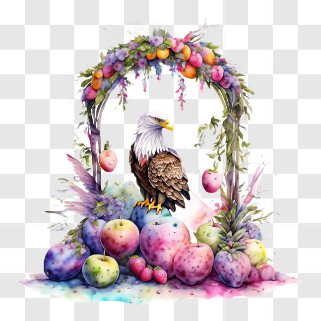 Download Watercolor Painting of Eagle, Eggs, and Flowers for Easter ...