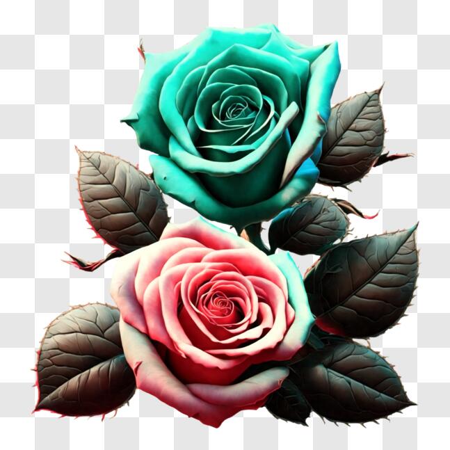 Download Teal and Pink Roses on Black Background PNGs Online - Creative ...