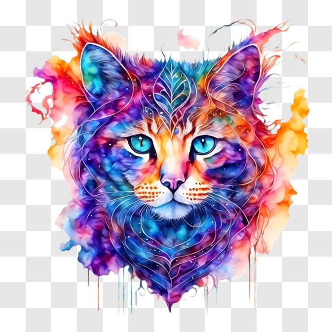 Download Colorful Stylized Cat Face PNGs Online - Creative Fabrica