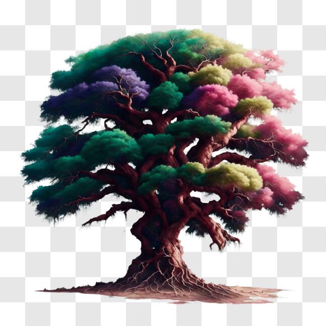 Download Colorful Tree with Strong Roots PNGs Online - Creative Fabrica