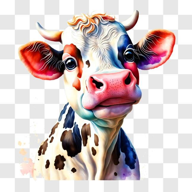 Descarga Vaca Pintada Colorida con una Expresión Feliz PNGs En Línea ...