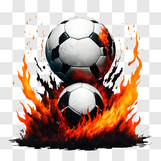 Download Stacked Soccer Balls on Fire PNGs Online - Creative Fabrica