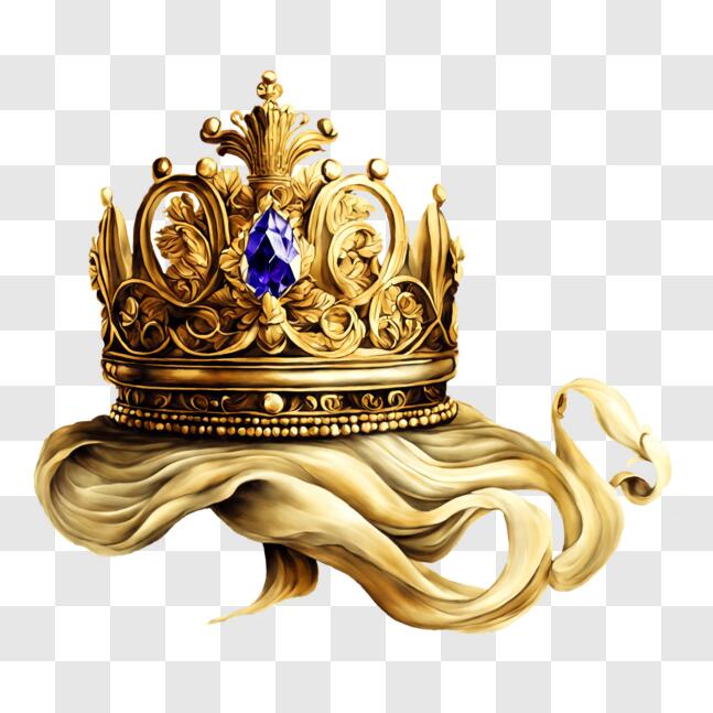 Download Gold Crown with Blue Gemstone on Woman's Hair PNGs Online ...