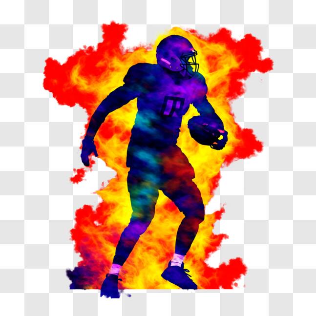 Download Bright and Colorful Football Player Running Through Flames ...