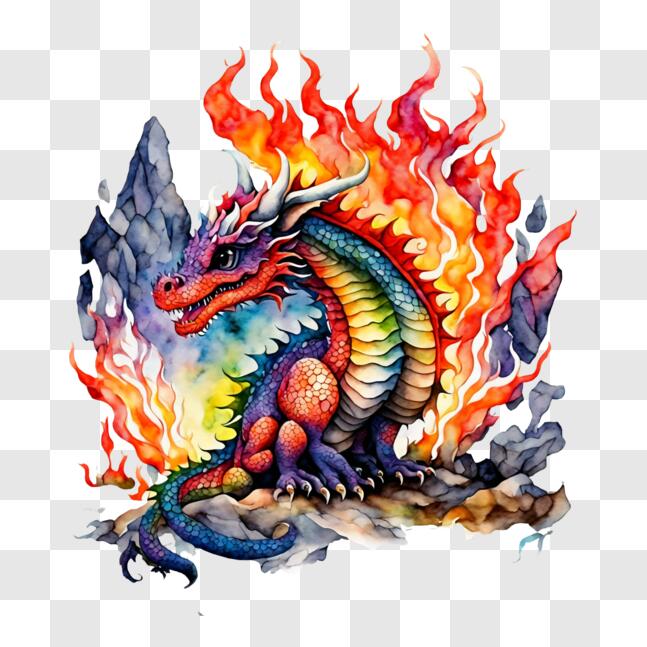 Download Abstract Dragon Artwork with Vibrant Colors and Fiery Flames ...