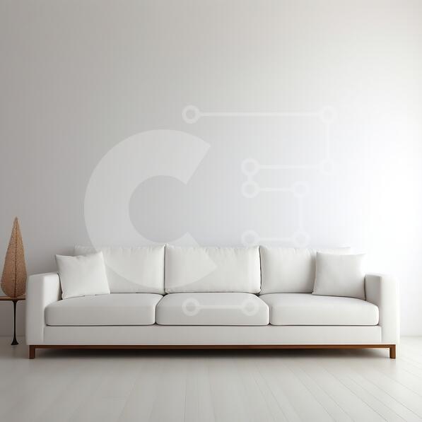 Minimalist White Couch in a Serene Interior stock photo | Creative Fabrica