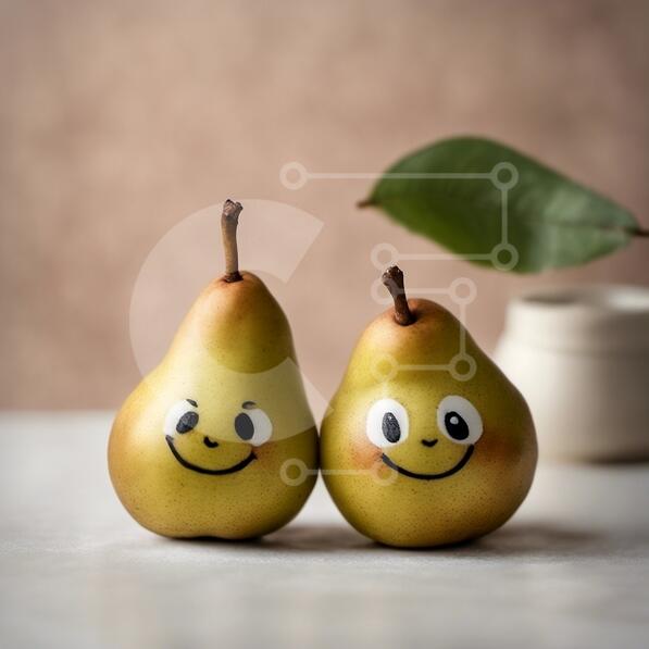 Colorful Pears with Expressive Faces stock photo | Creative Fabrica