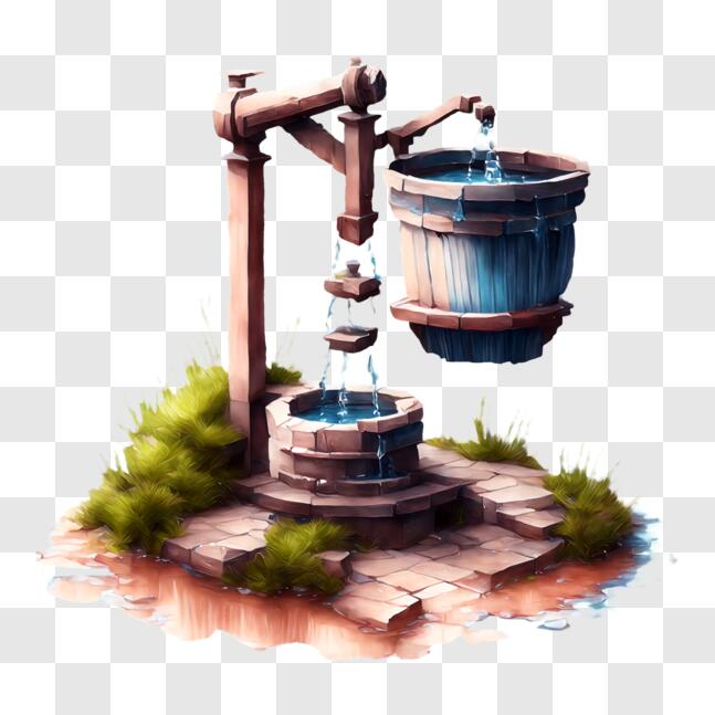 Download Illustration of a Water Well on Grassy Land PNGs Online ...