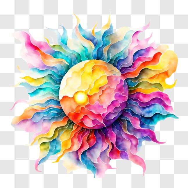 Download Brightly colored abstract sun with patterned background PNGs ...