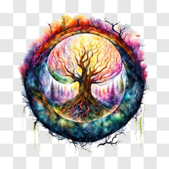 Download Colorful Octagon Tree representing spirituality, nature, and ...