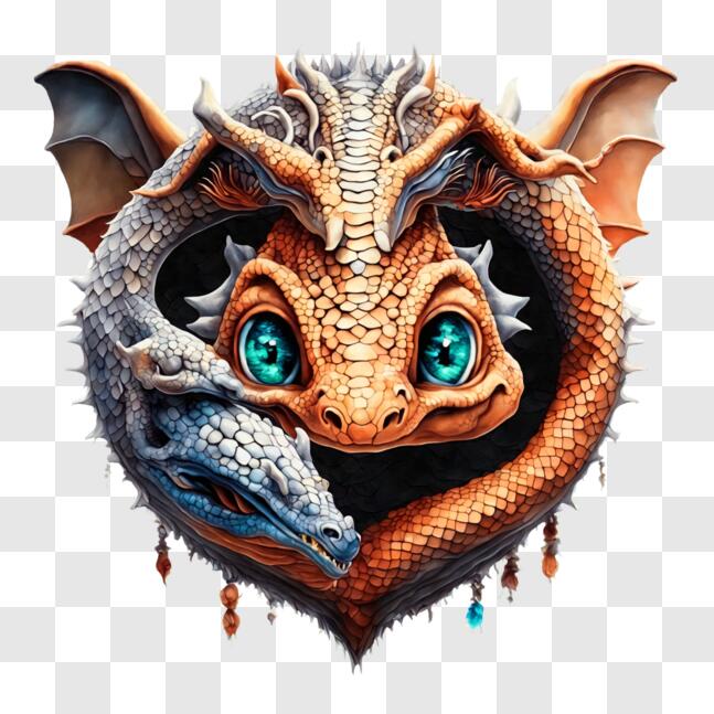 Download Fantasy Dragons in Heart Shape with Blue Eyes PNGs Online ...