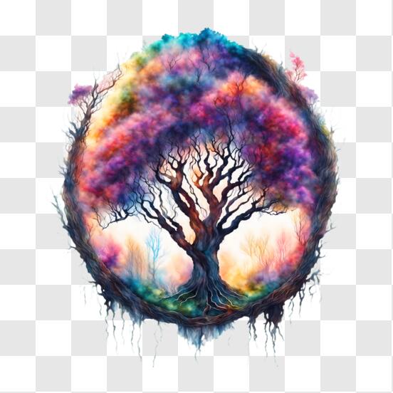 Download Colorful Tree of Life - Abstract Art PNG Online - Creative Fabrica