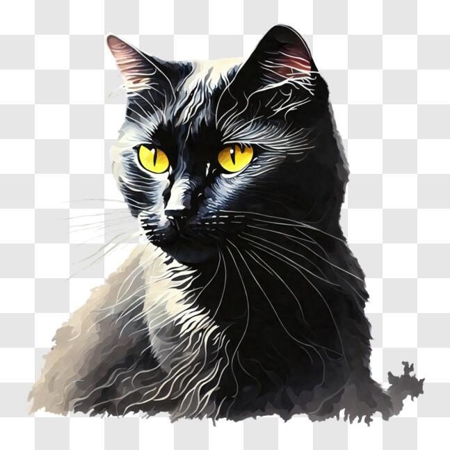 Pobierz narzędzie Zachwycający obraz czarnego kota z żółtymi oczami PNGs Online – Creative Fabrica