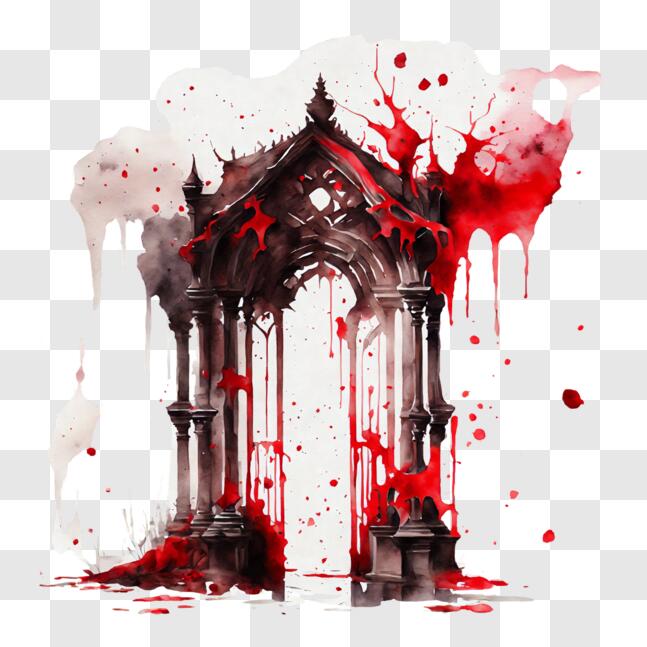 Download Dark Gothic-styled building with open door and blood PNGs ...