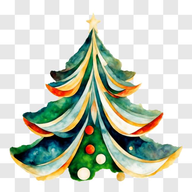 Download Watercolor Christmas Tree with Colorful Decorations PNGs ...