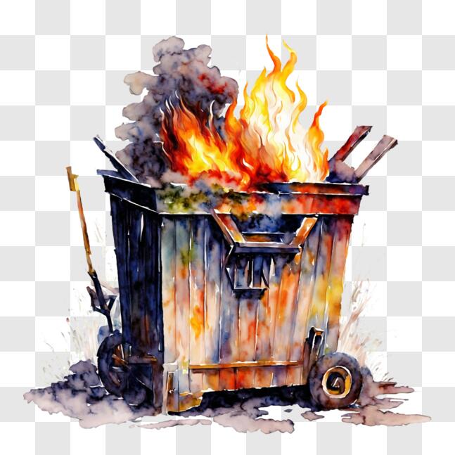 Download Burning Trash Can with Tools - Abstract Art PNGs Online ...
