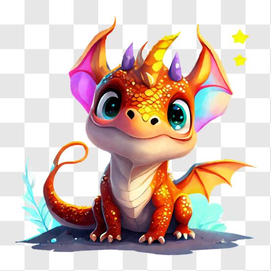 Download Adorable Cartoon Dragon with Green and Purple Scales PNG ...