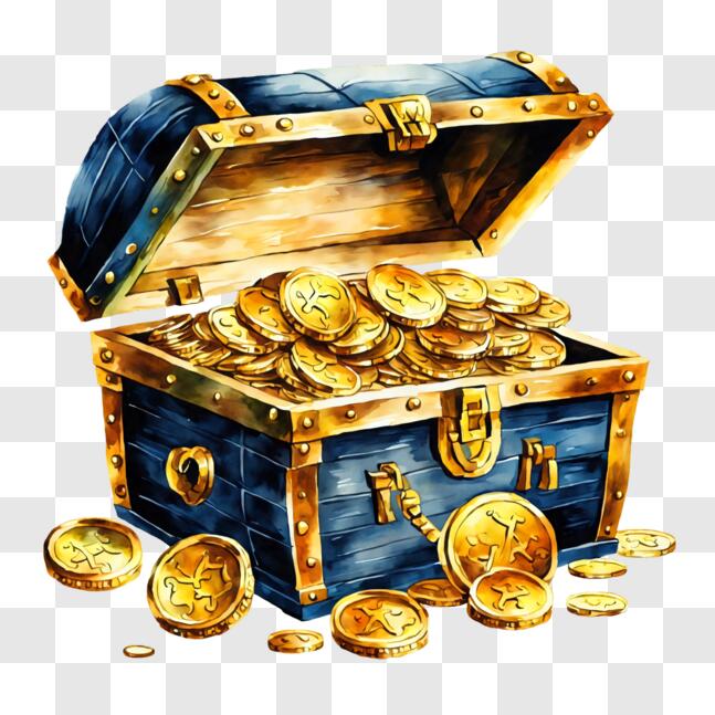 Download Treasure Chest Filled with Gold Coins and Valuables PNGs ...