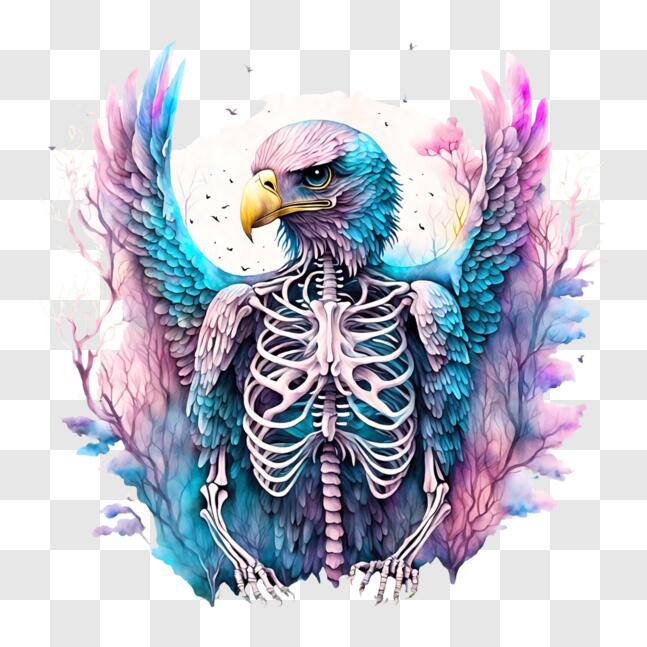 Download Contemplation of Life and Death: Eagle with Skeleton and ...