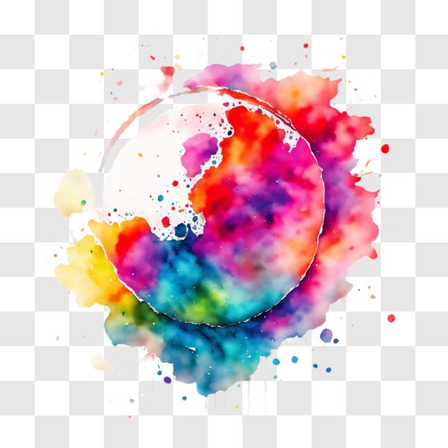 Download Colorful Moon Painting with Paint Splatters and Splashes PNGs ...