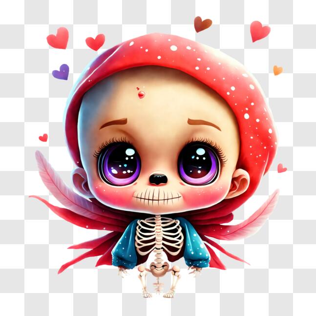 Descarga Esqueleto de dibujos animados con cabello rojo y ojos rosados ...
