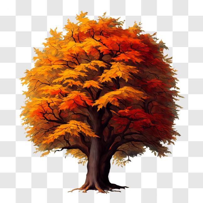 Download Autumn Tree with Red and Orange Leaves PNGs Online - Creative ...