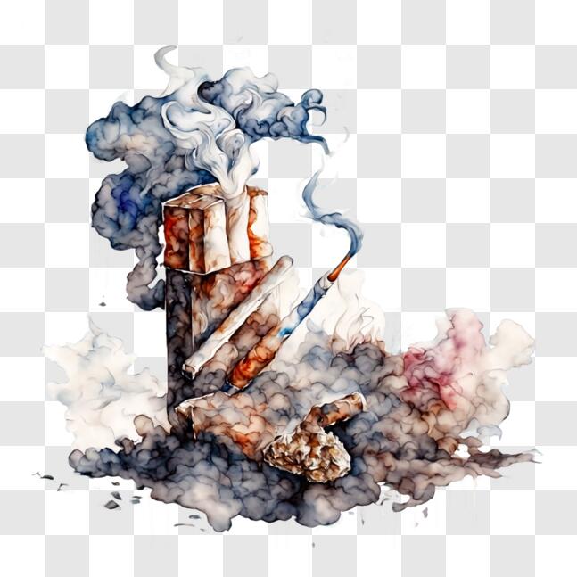 Download Artistic Representation of a Burnt Cigarette Box PNG Online ...