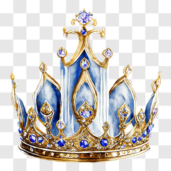 Download Blue and Gold Crown with Diamonds - Symbol of Royalty PNGs ...