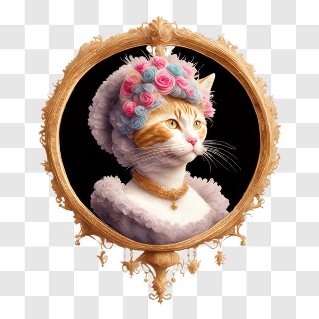 Download Fancy Cat Portrait with Floral Headpiece PNGs Online ...
