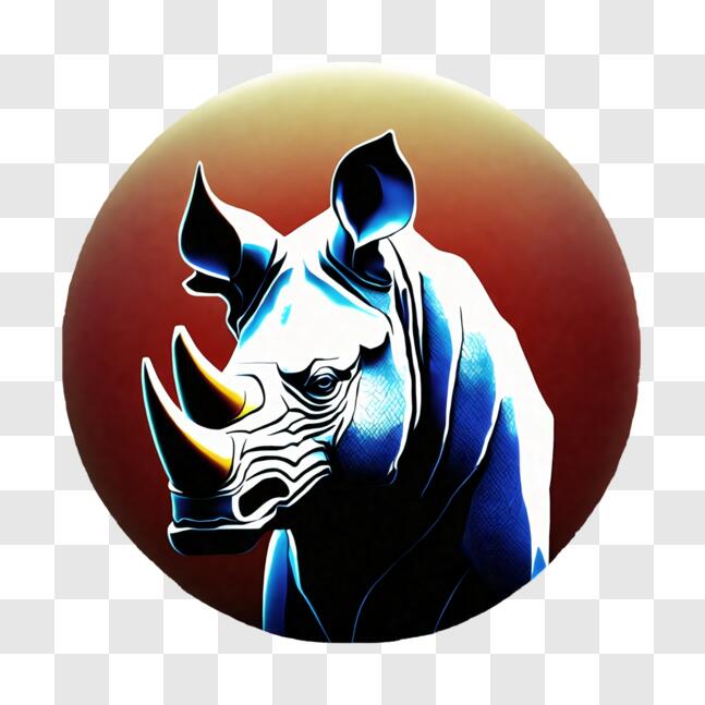 Download Blue and White Rhino Head Button PNGs Online - Creative Fabrica