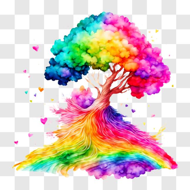 Download Colorful Tree with Hearts - Symbol of Love and Compassion PNGs ...